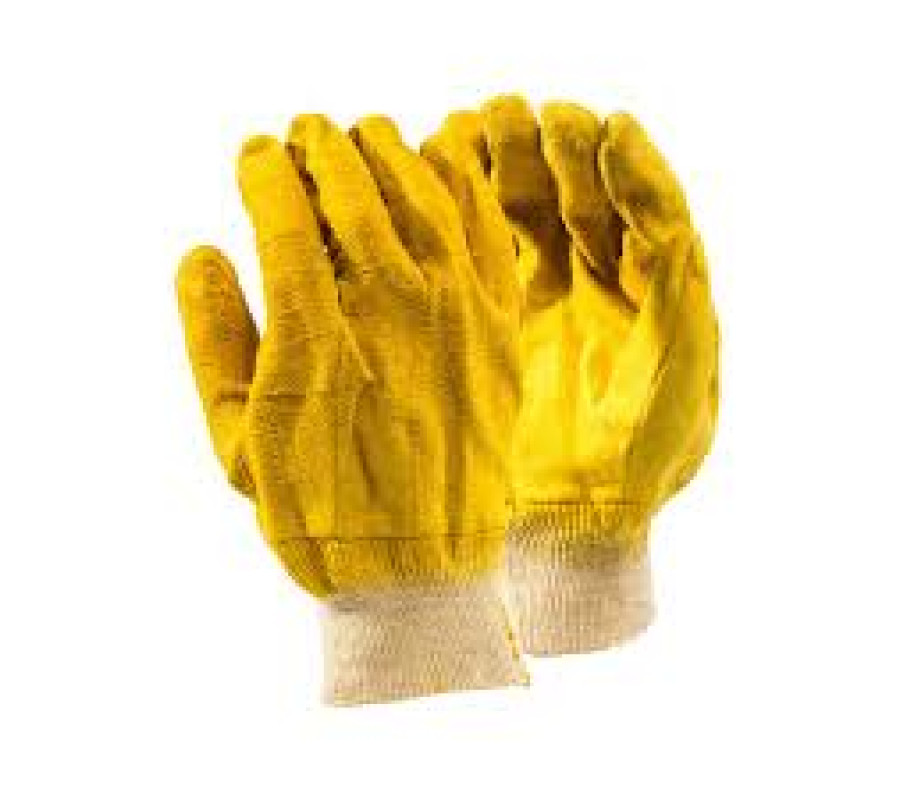 Yellow Comarex Fully Dipped Canvas Cuff Gloves | Durable Work Gloves