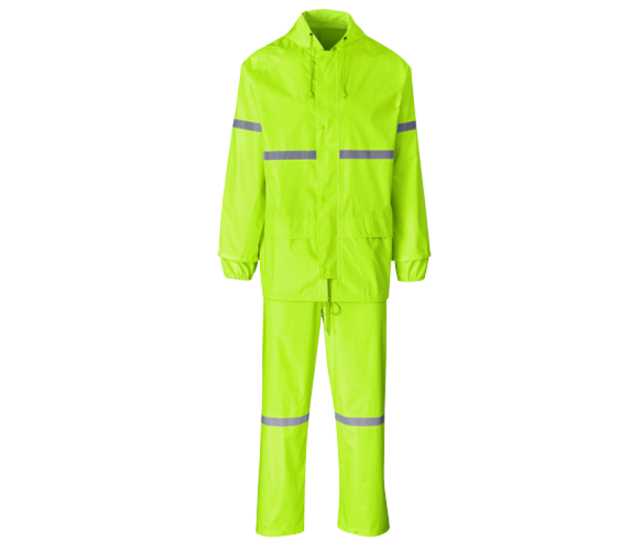 Bayaan Lime Colour Rubberised Rain Suit With Reflective Tape | High ...