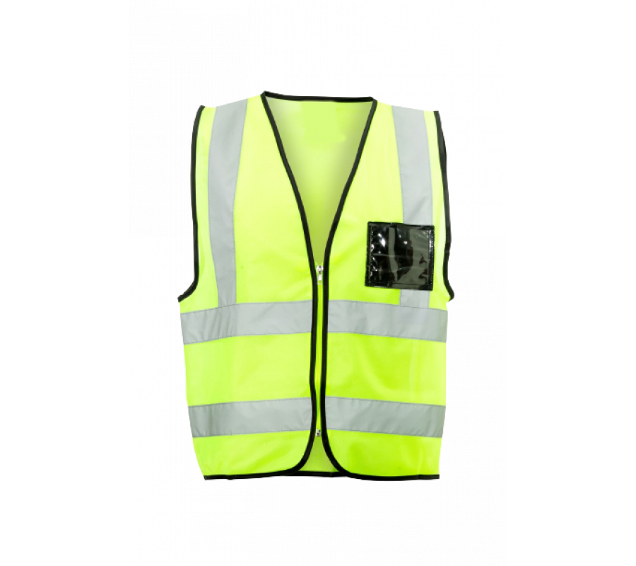 Lime Reflective Jacket with ID Pocket & Zip Premium Quality