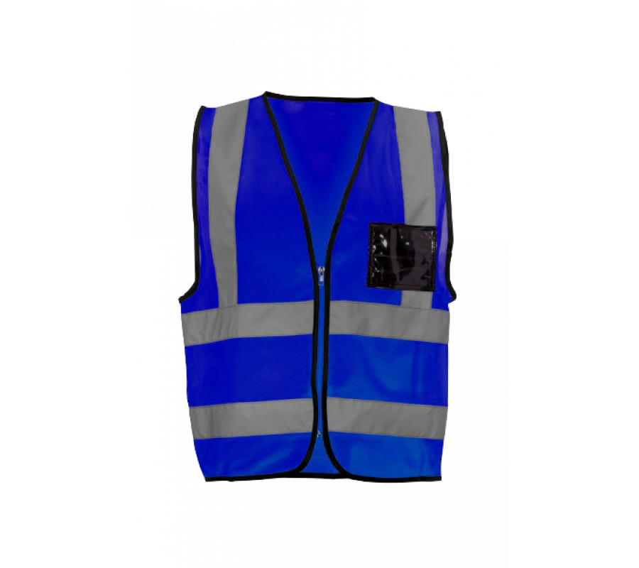 Blue Reflective Jacket with ID Pocket & Zip Premium Quality